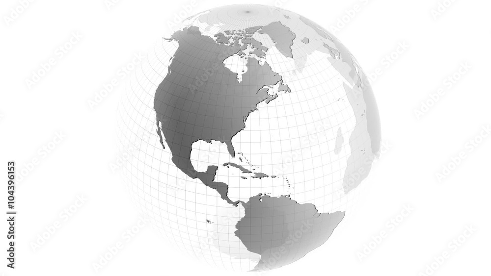 Clean Earth globe with transparent oceans and very detailed texture map ...