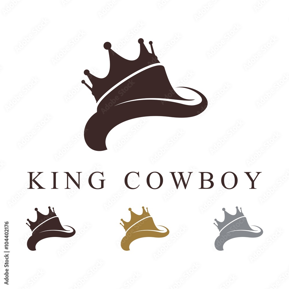 King Cowboy, Crown, Hat, Design Vector Logo Stock Vector | Adobe Stock