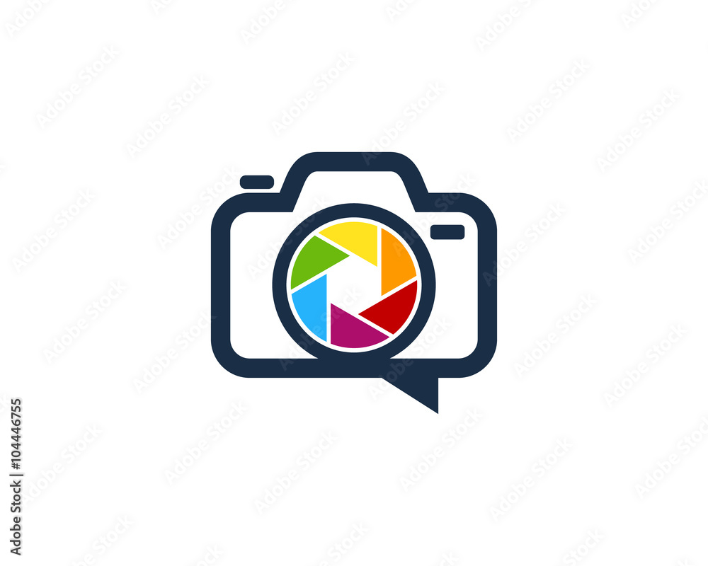 Camera Chat Photography Logo Design Template Stock Vector | Adobe Stock
