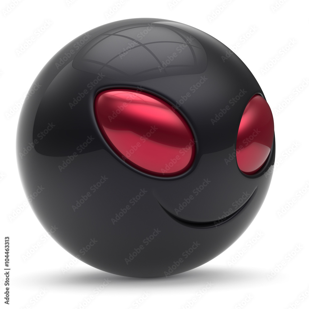 Smiley alien face head cartoon cute emoticon black red eyes Stock ...