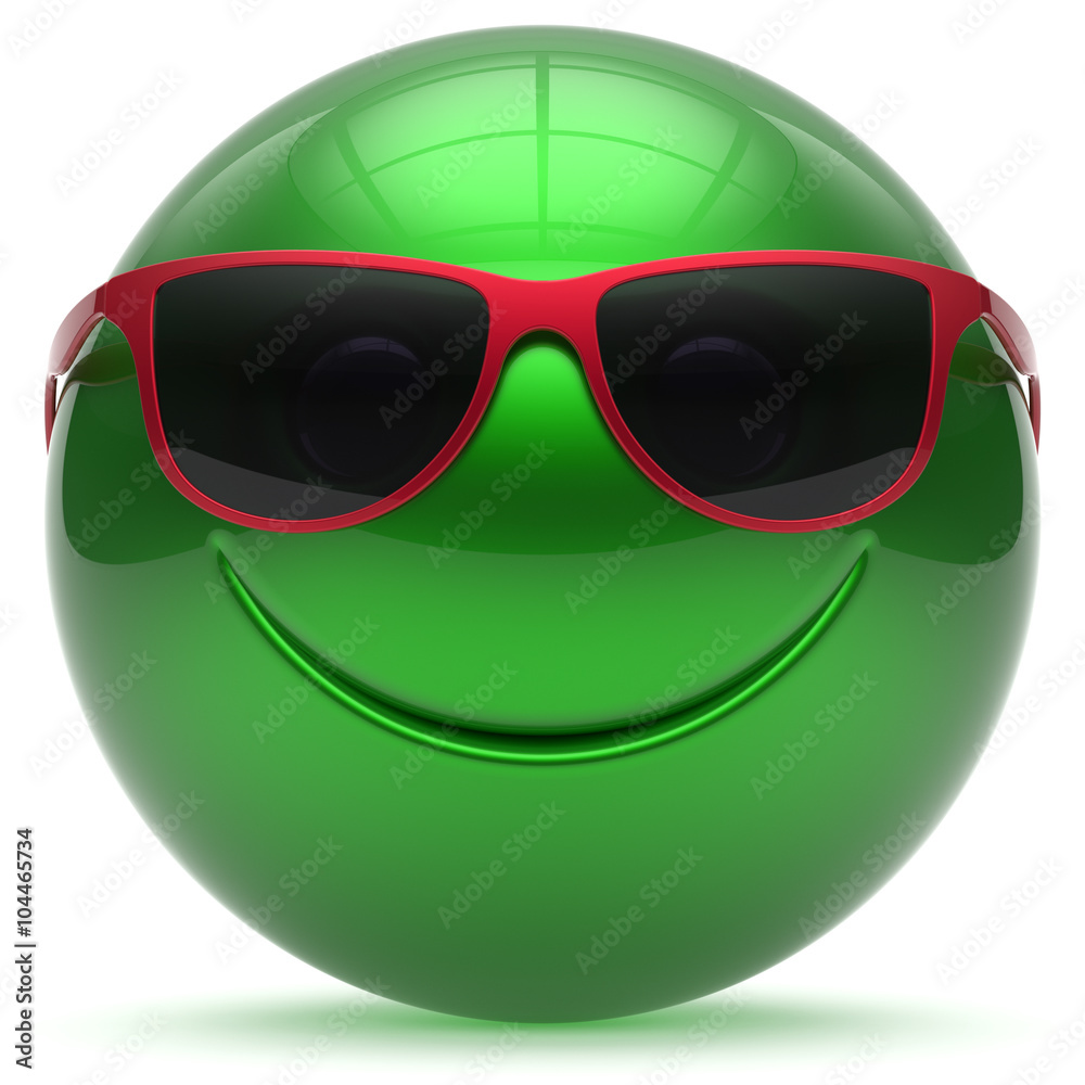 Smiling face head ball cheerful sphere emoticon smiley green Stock ...