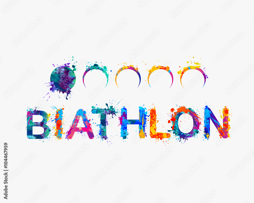 Word "BIATHLON". Rainbow splash paint Stock Vector | Adobe Stock
