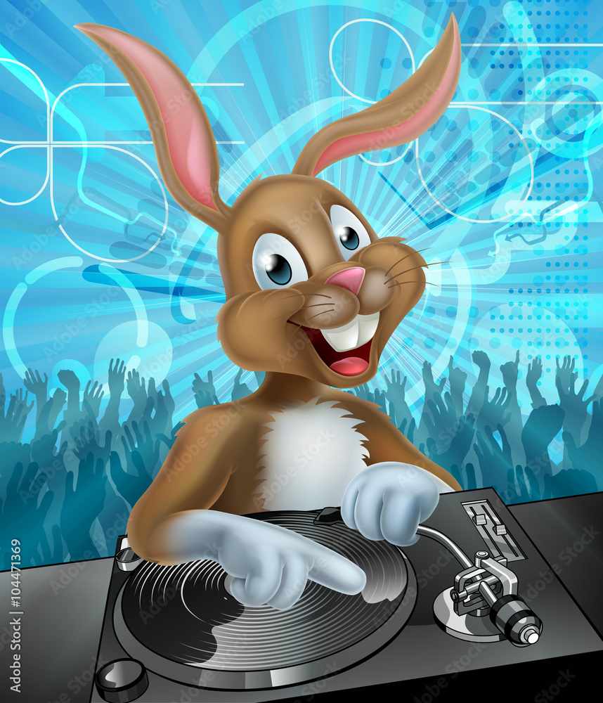 Easter Bunny DJ Party Stock Vector | Adobe Stock
