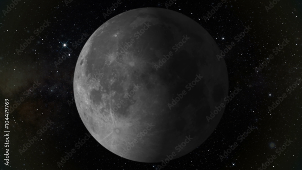 Phases of The Moon in Space. Computer generated abstract motion ...