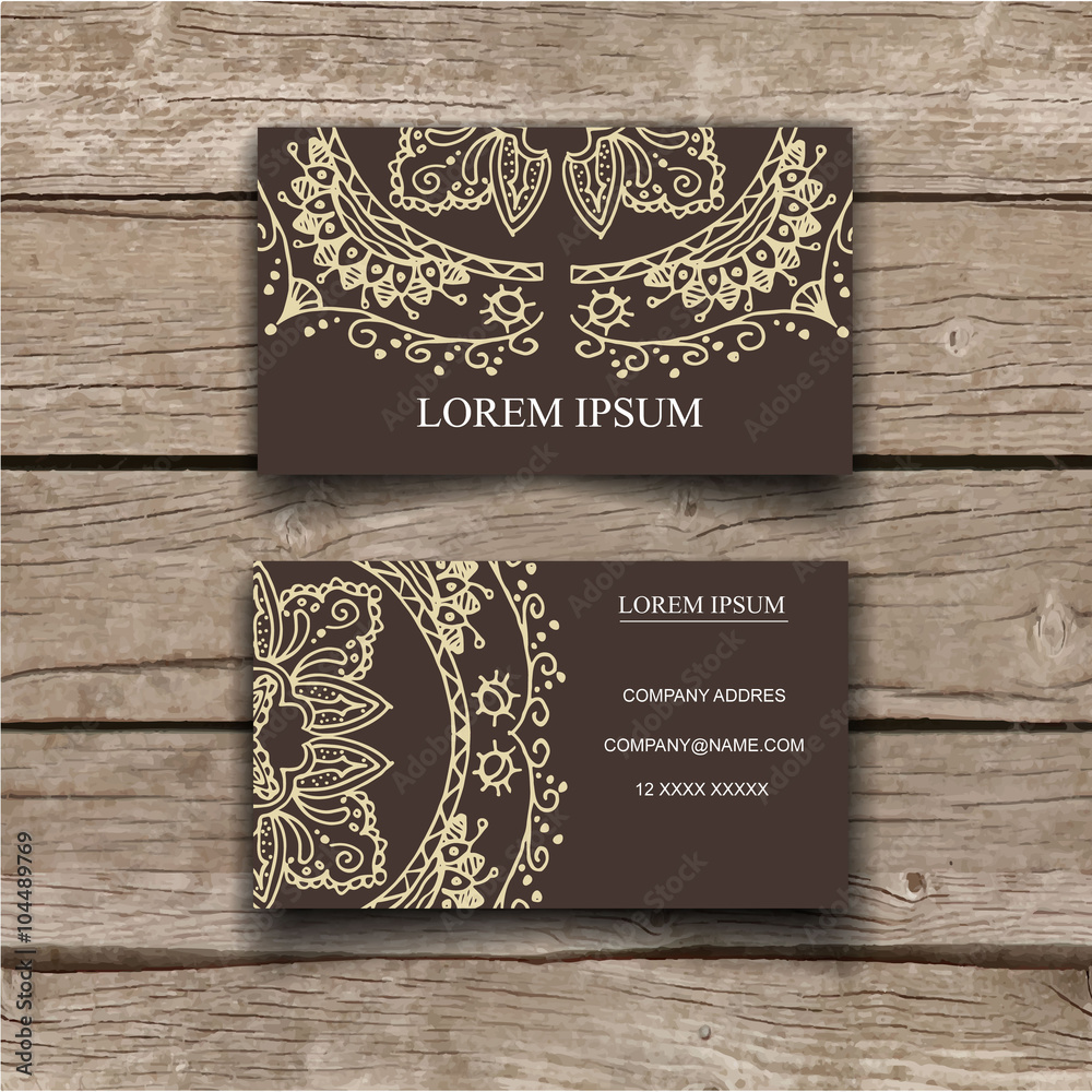 Visiting card. Indian pattern.Floral mandala pattern and ornaments ...