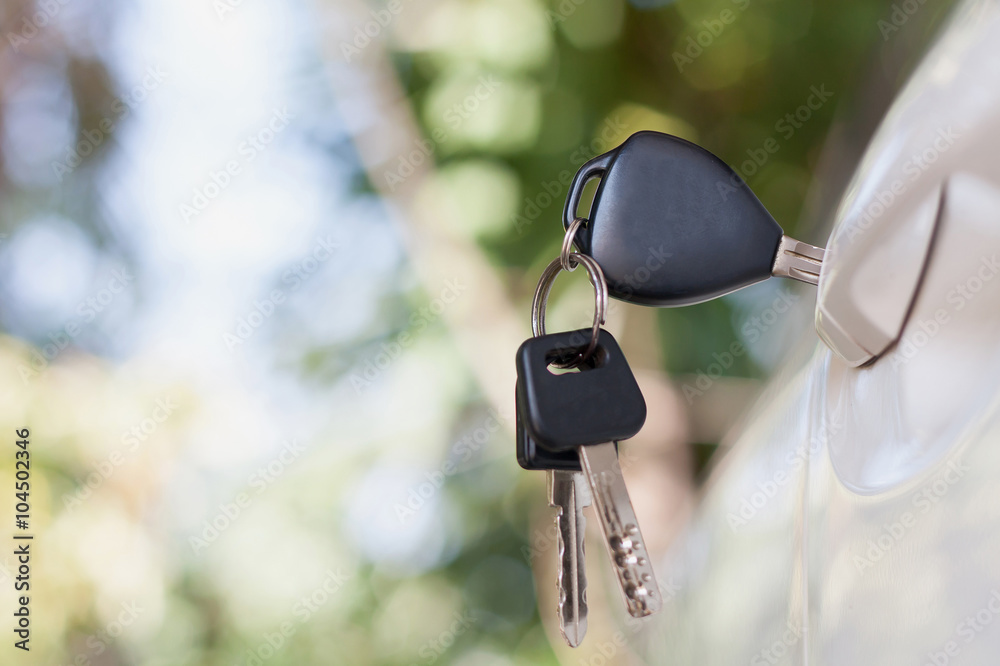 Car keys left in the car door Stock Photo | Adobe Stock