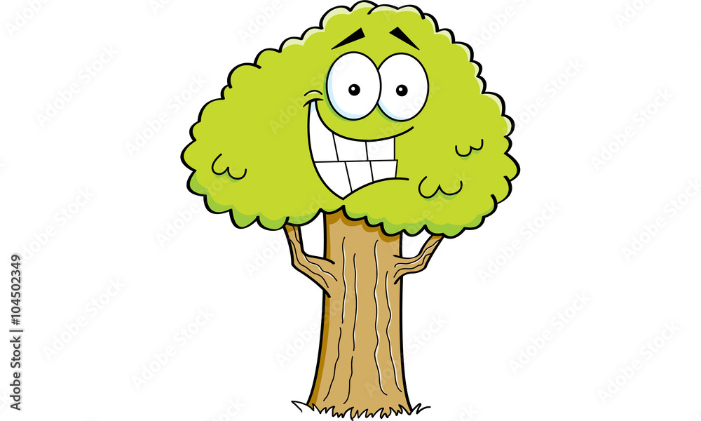 Cartoon illustration of a smiling tree. Stock Illustration | Adobe Stock
