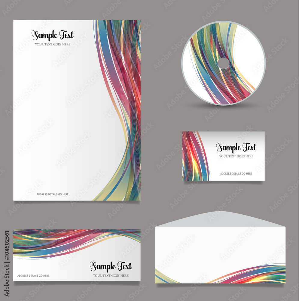 Business stationery layout with wave design Stock Vector | Adobe Stock