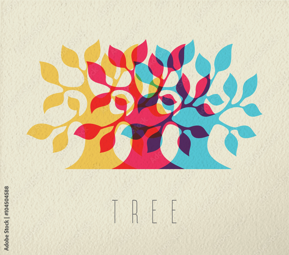 Colorful tree silhouette concept background Stock Vector | Adobe Stock