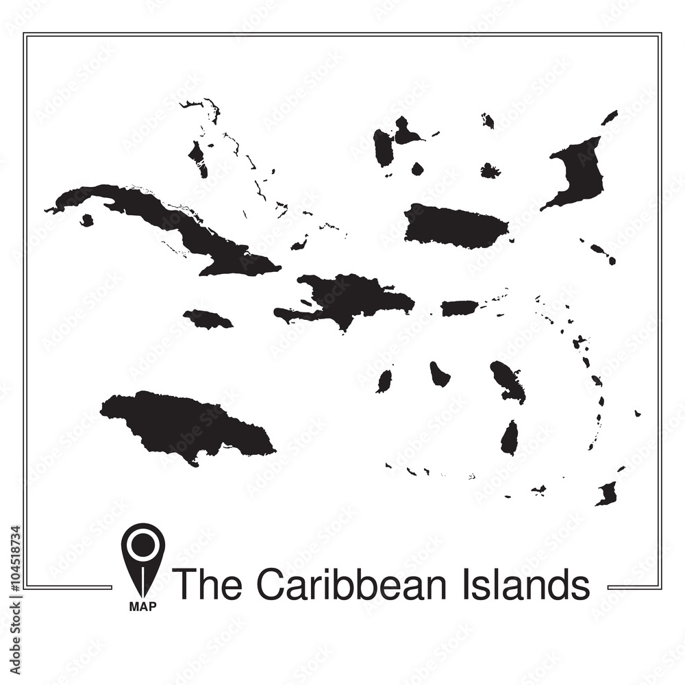 The Caribbean Islands regions map Stock Vector | Adobe Stock