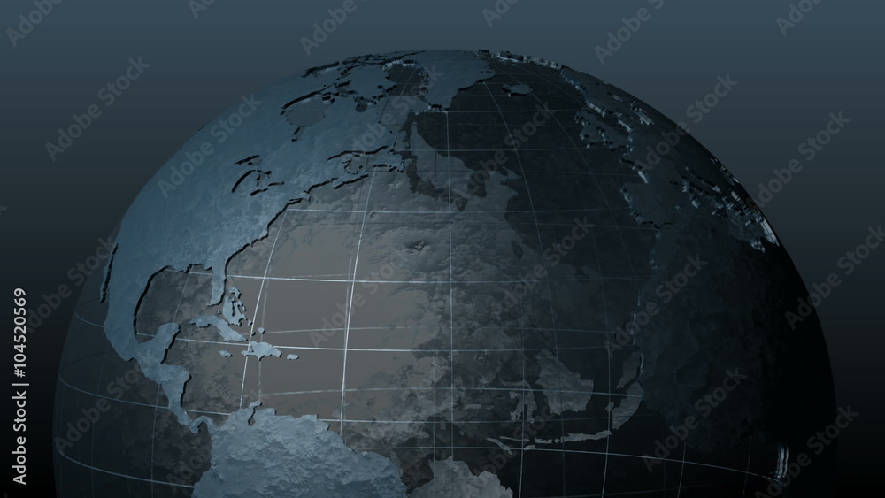 Global 0604: A textured, transparent gray planet earth rotates (Loop ...