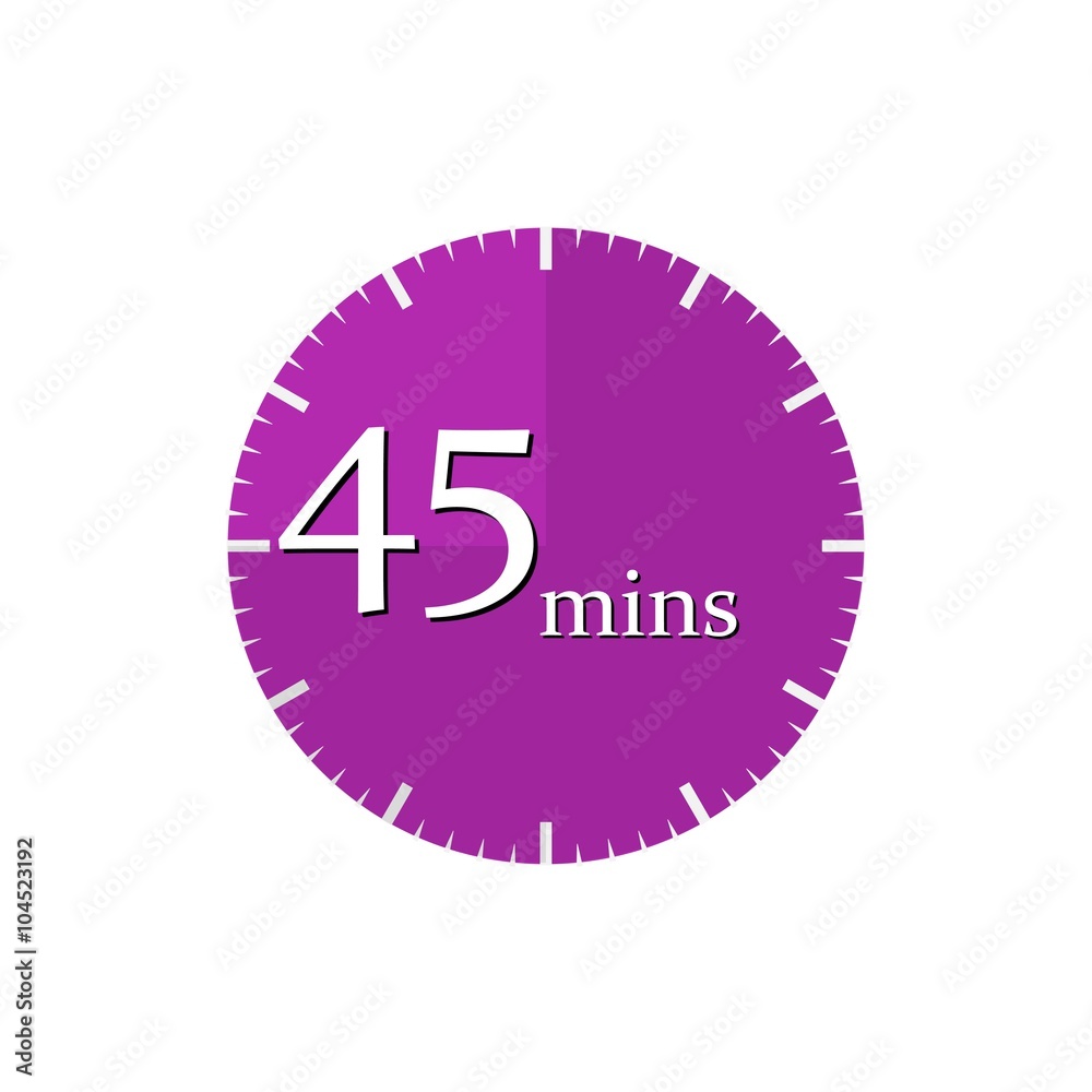 Purple timer icon, a 45-minute clock, vector Stock Vector | Adobe Stock