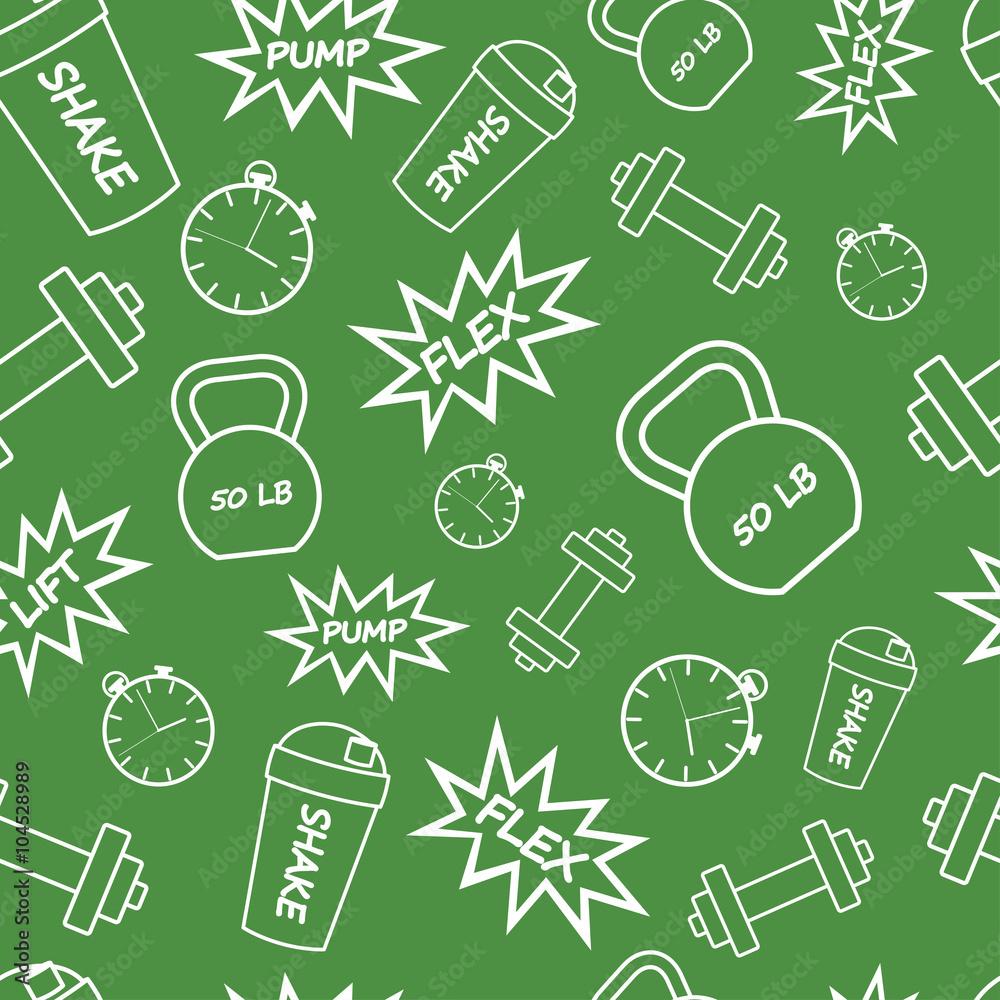 Seamless fitness pattern Stock Vector | Adobe Stock