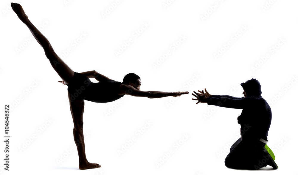 Silhouettes of dancers posing with classical ballet and modern hip hop ...