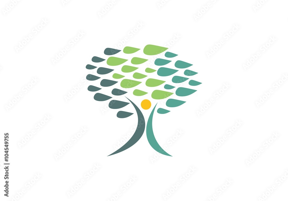 people tree logo, tree wellness icons, nature healthy symbol vector ...