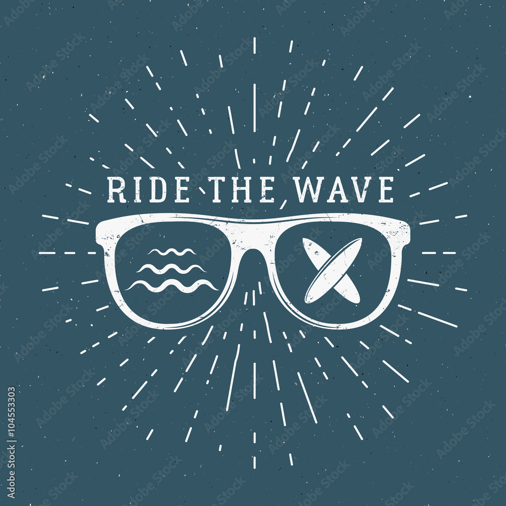 Vintage Surfing Graphics and Emblem for web design or print. Surfer ...