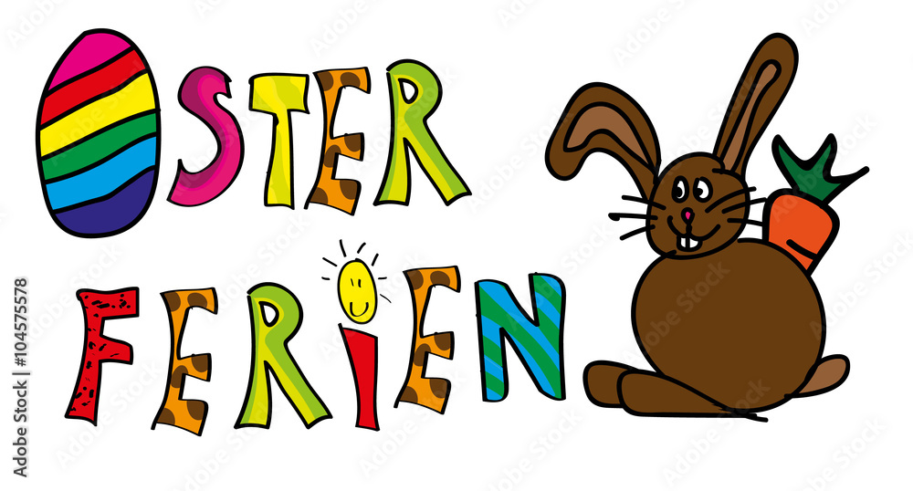 Osterferien Kinderzeichnung Vektor Stock-Vektorgrafik | Adobe Stock