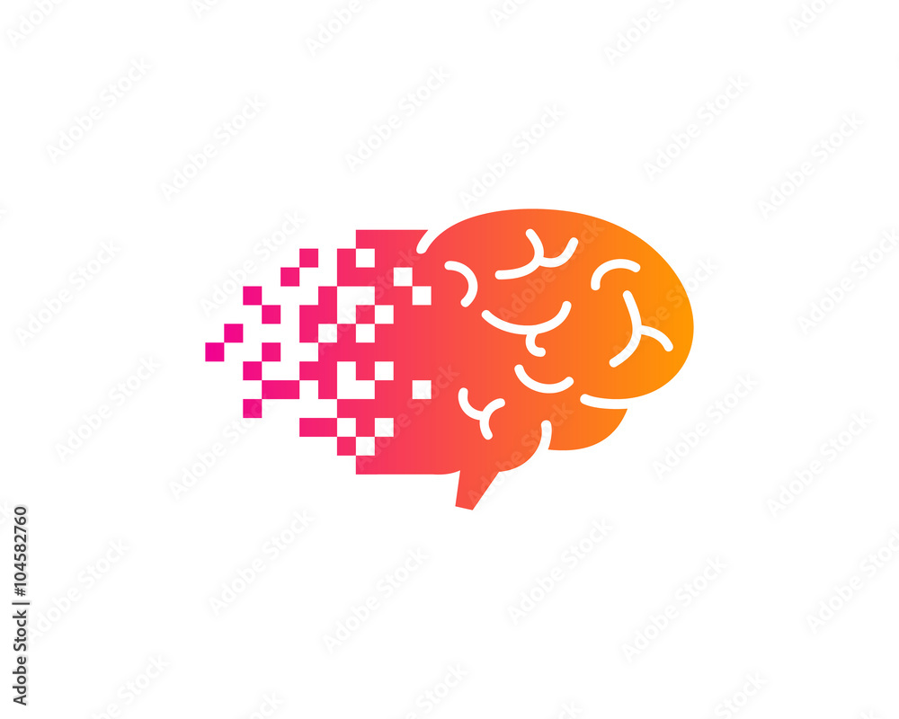 Brain Pixels Logo Design Template Stock Vector | Adobe Stock