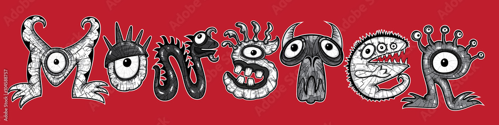 mutant cartoon character monsters vector illustrations Stock Vector ...