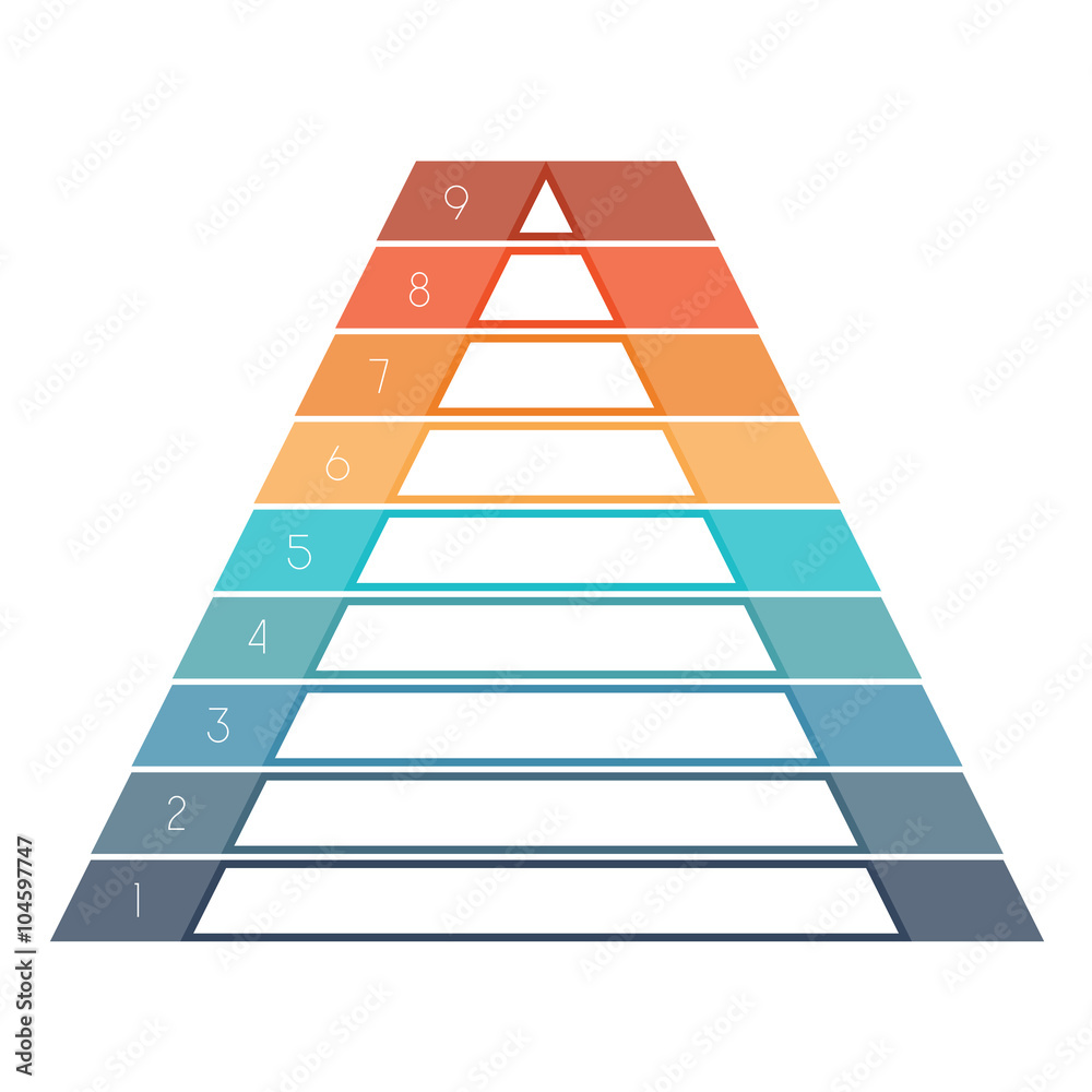 Numbered template Infographics pyramid, text area 9 positions Stock ...