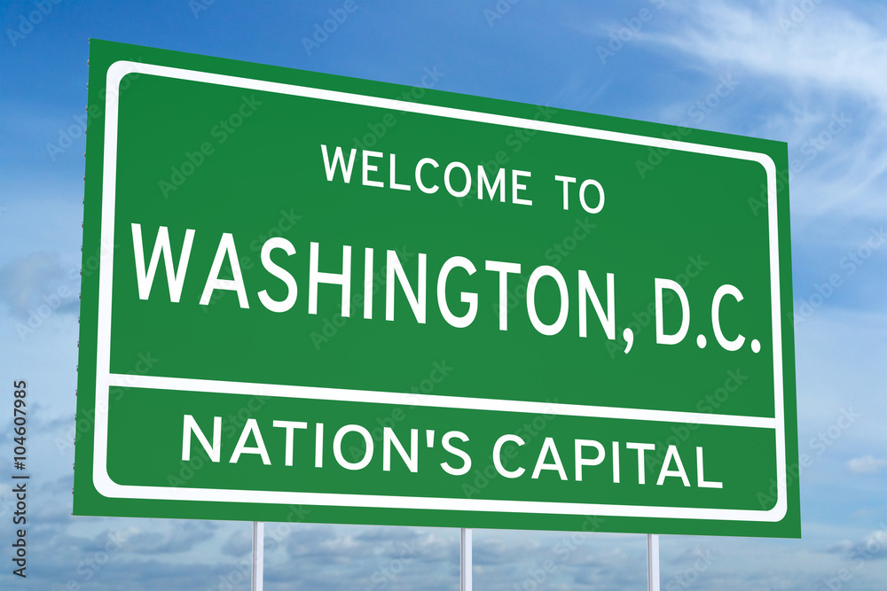 Welcome to Washington, D.C. state road sign Stock Illustration | Adobe ...
