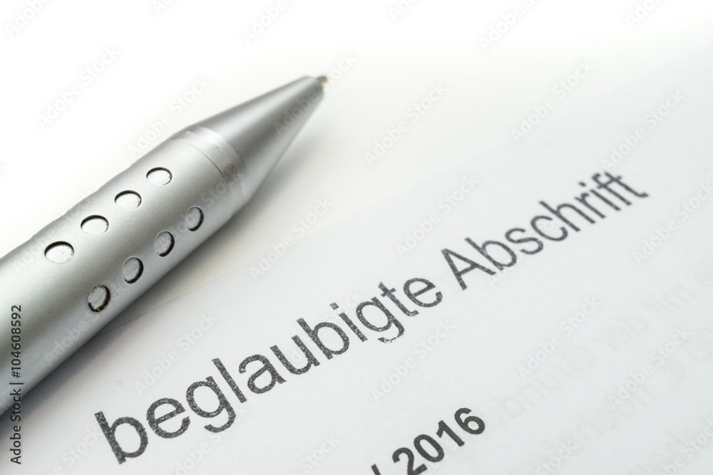Beglaubigte Abschrift Stock-Foto | Adobe Stock