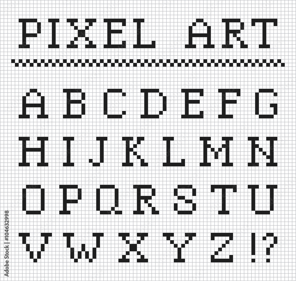 Pixel font. Vector set of pixel letters Stock Vector | Adobe Stock