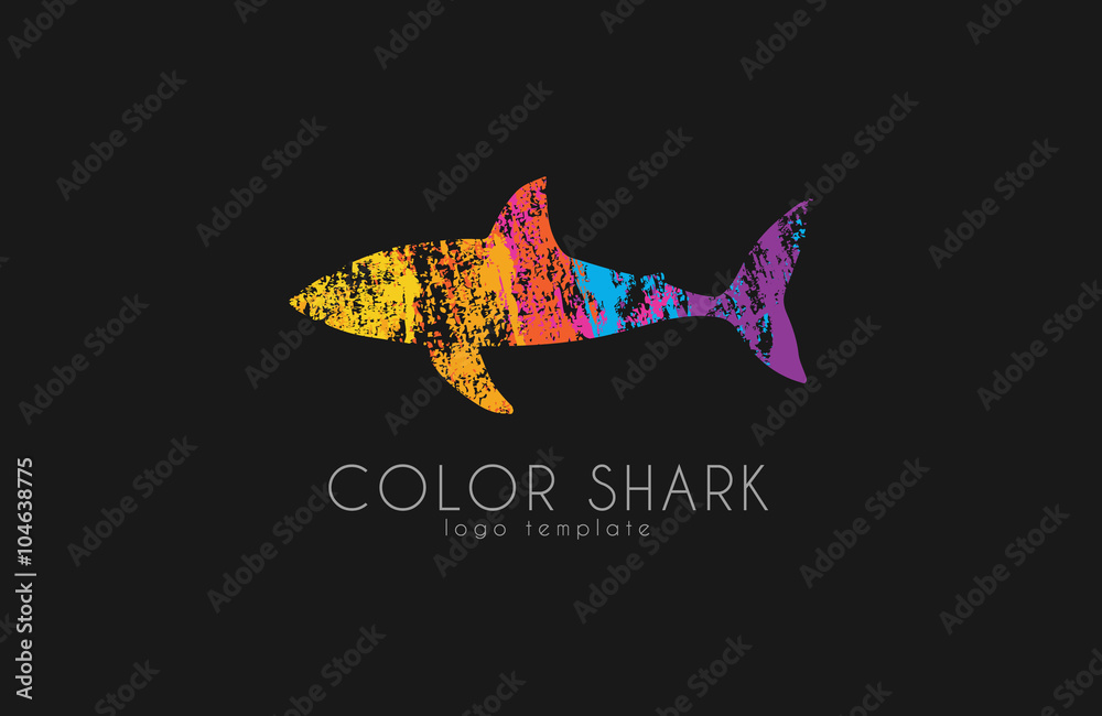 Shark logo. Color shark. Logo in grunge style. Creative logo design ...