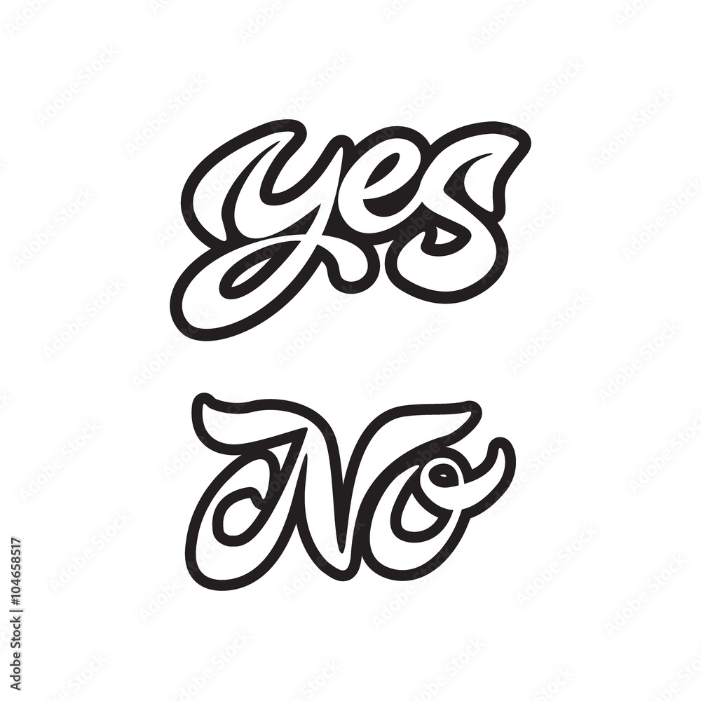 Yes and no handwritten calligraphy. Vector lettering. Illustration ...