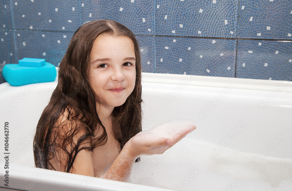 little girl taking a bath Stock Photo | Adobe Stock