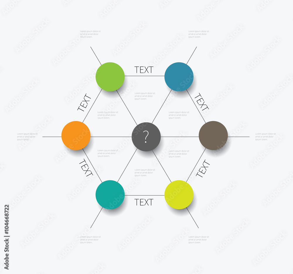 polygon mind map template / vector infographic with circles and options ...