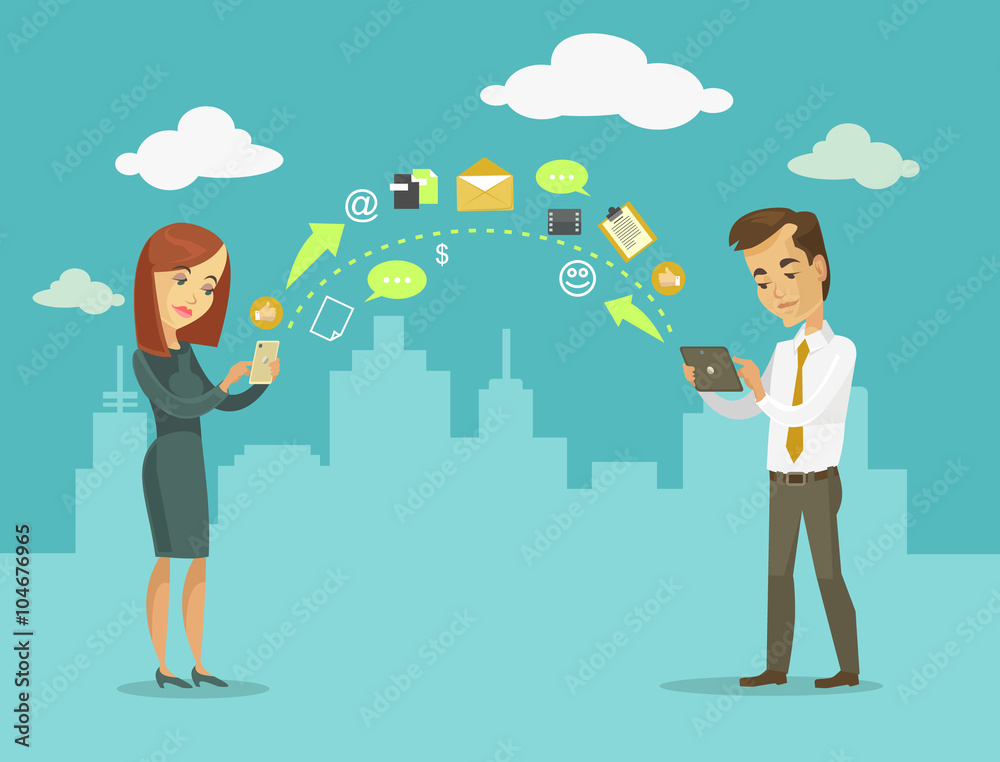 Vector communication flat cartoon illustration Stock Vector | Adobe Stock