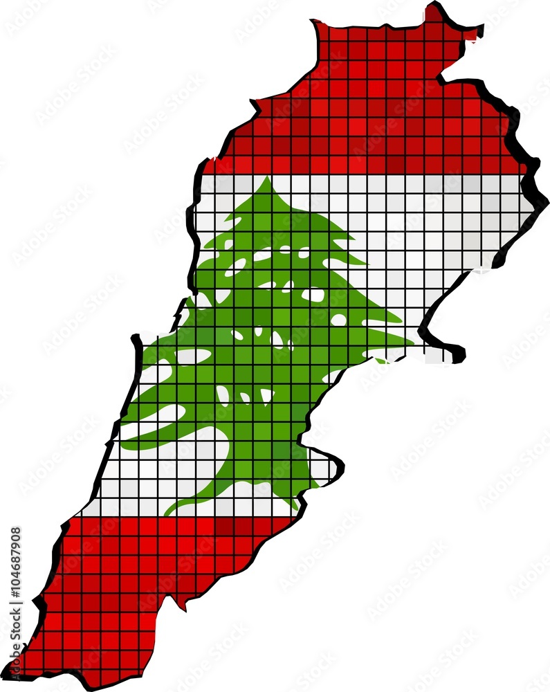 Lebanon map with flag inside - Illustration, Lebanese map grunge mosaic ...