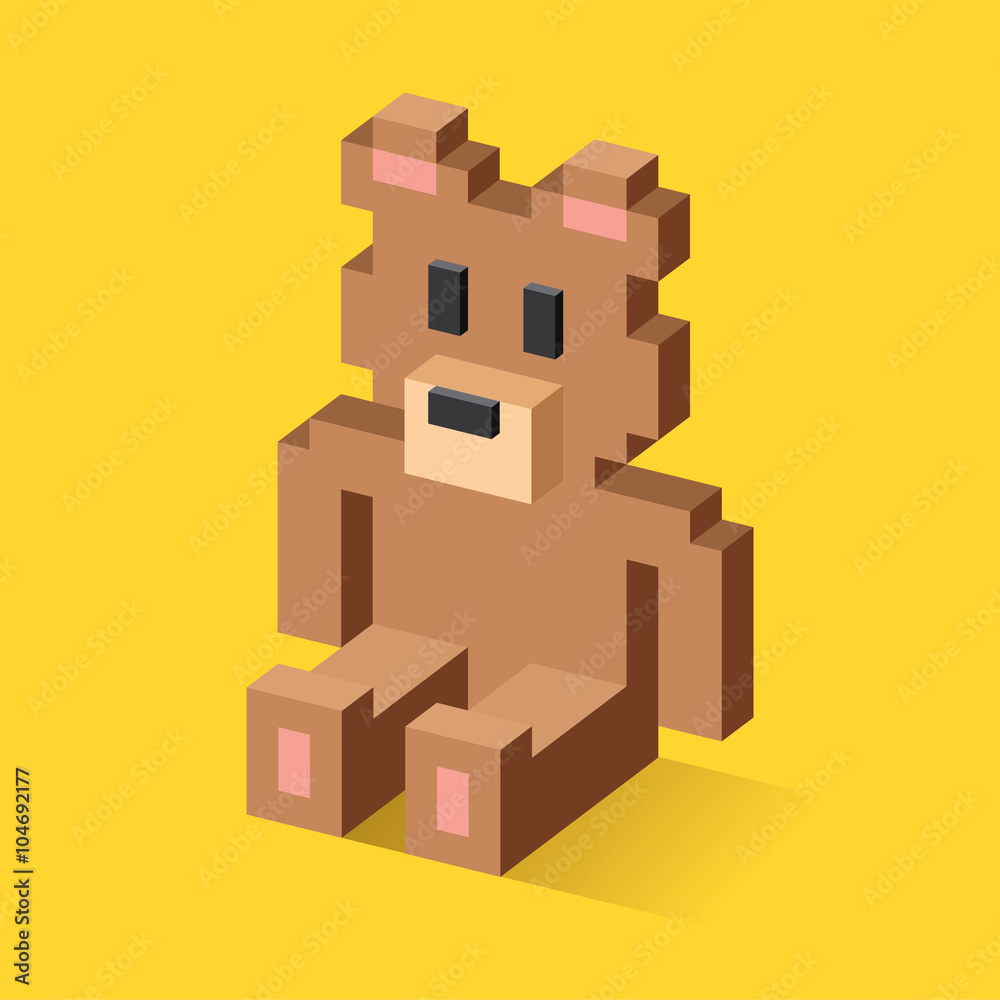 Vector illustration of Teddy bear pixel art Stock Vector | Adobe Stock