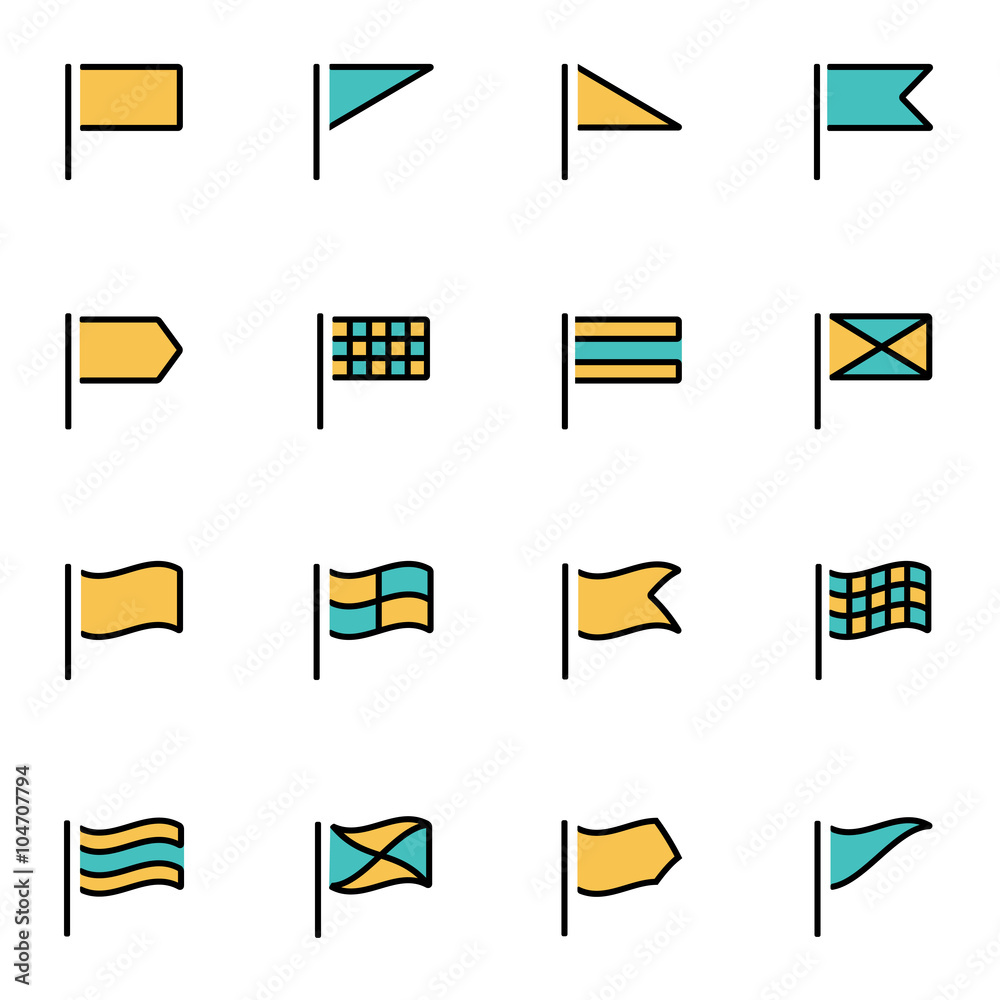 Trendy flat line icon pack for designers and developers. Vector line ...