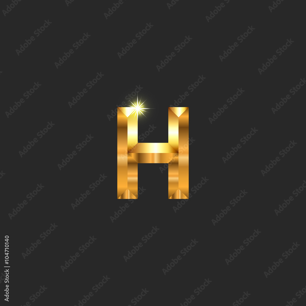 Golden letter H logo mockup, shiny sparkling facet symbol, business ...