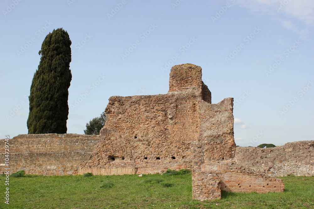 Antike Mauern auf dem Hügel Palatin im Forum Romanum (Rom) Stock Photo ...