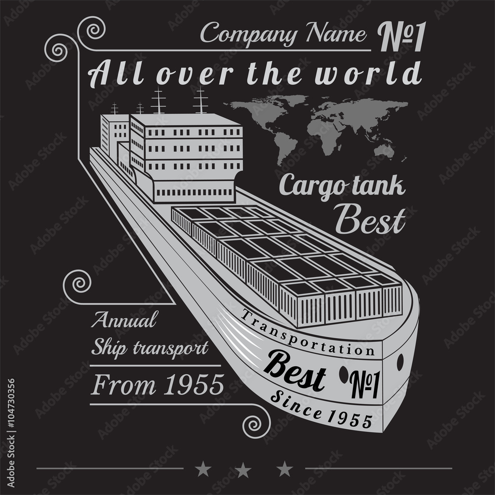 Cargo container ship sailing with lettering Stock Vector | Adobe Stock