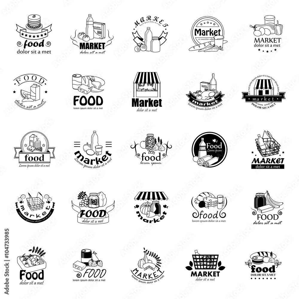 Market Food Icons Set - Vector Illustration Stock Vector | Adobe Stock