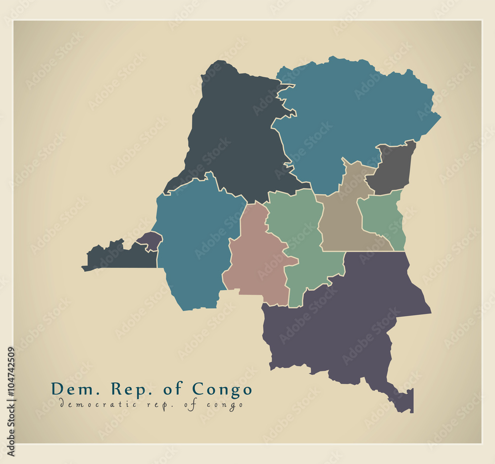 Modern Map - Congo Democratic Republic provinces colored CD Stock ...