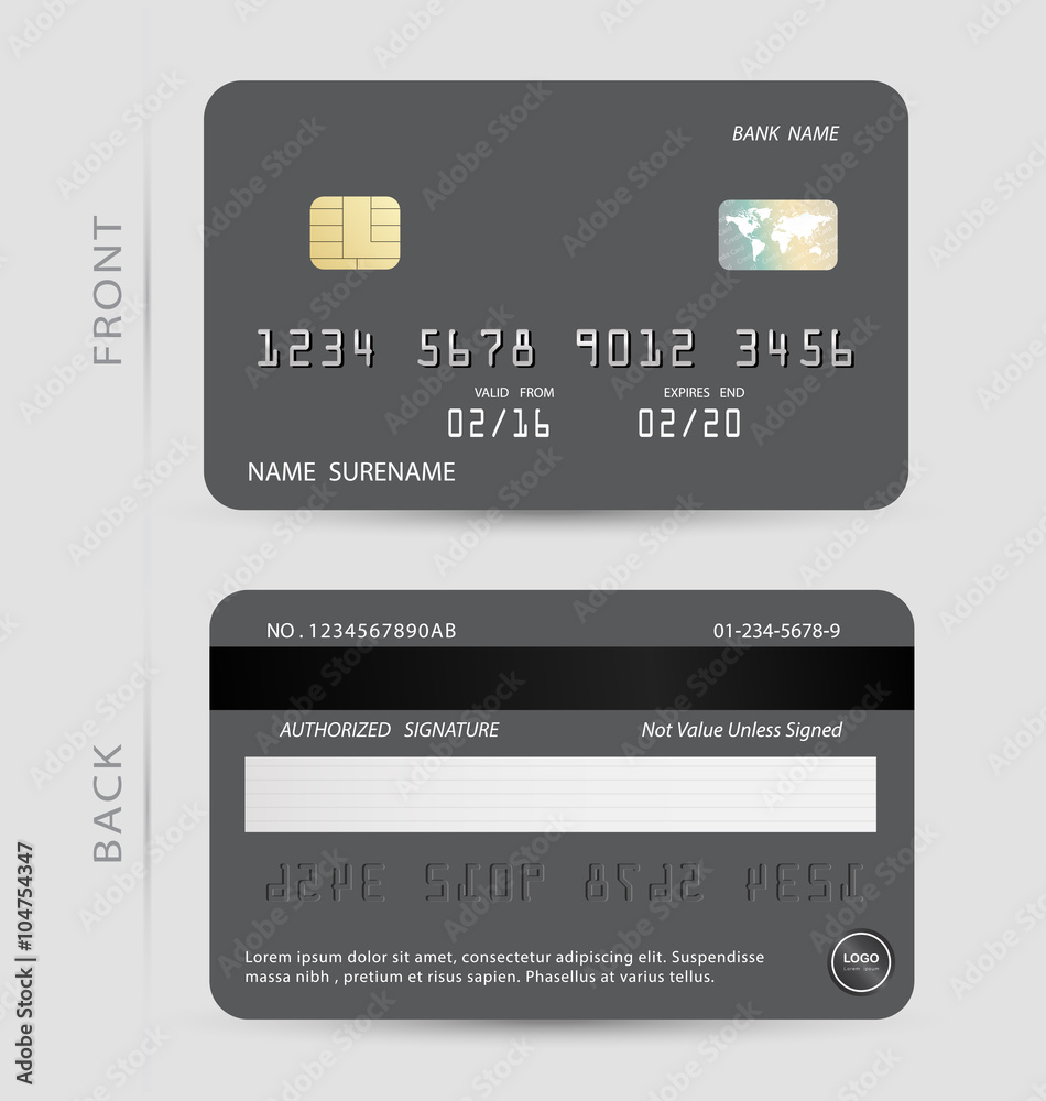 Gray credit debit card design template,To adapt idea for commercial ...