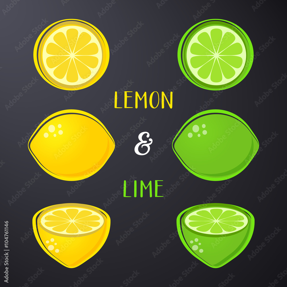 Vector lemon and lime illustrations Stock Vector | Adobe Stock