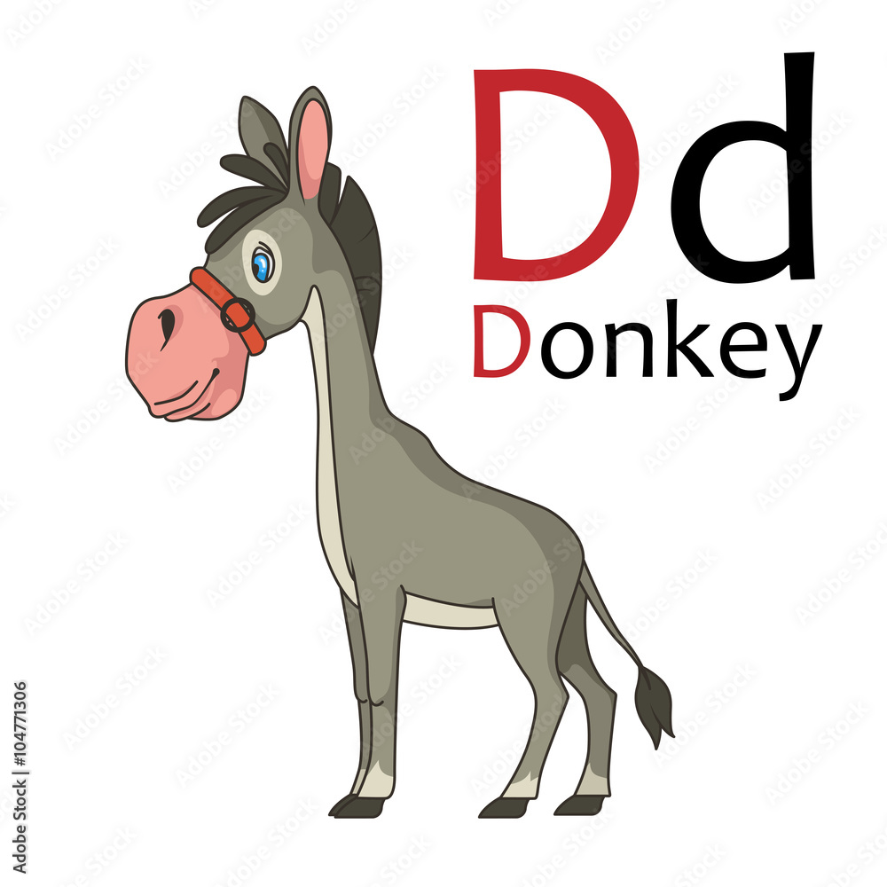 D is for donkey Stock Vector | Adobe Stock