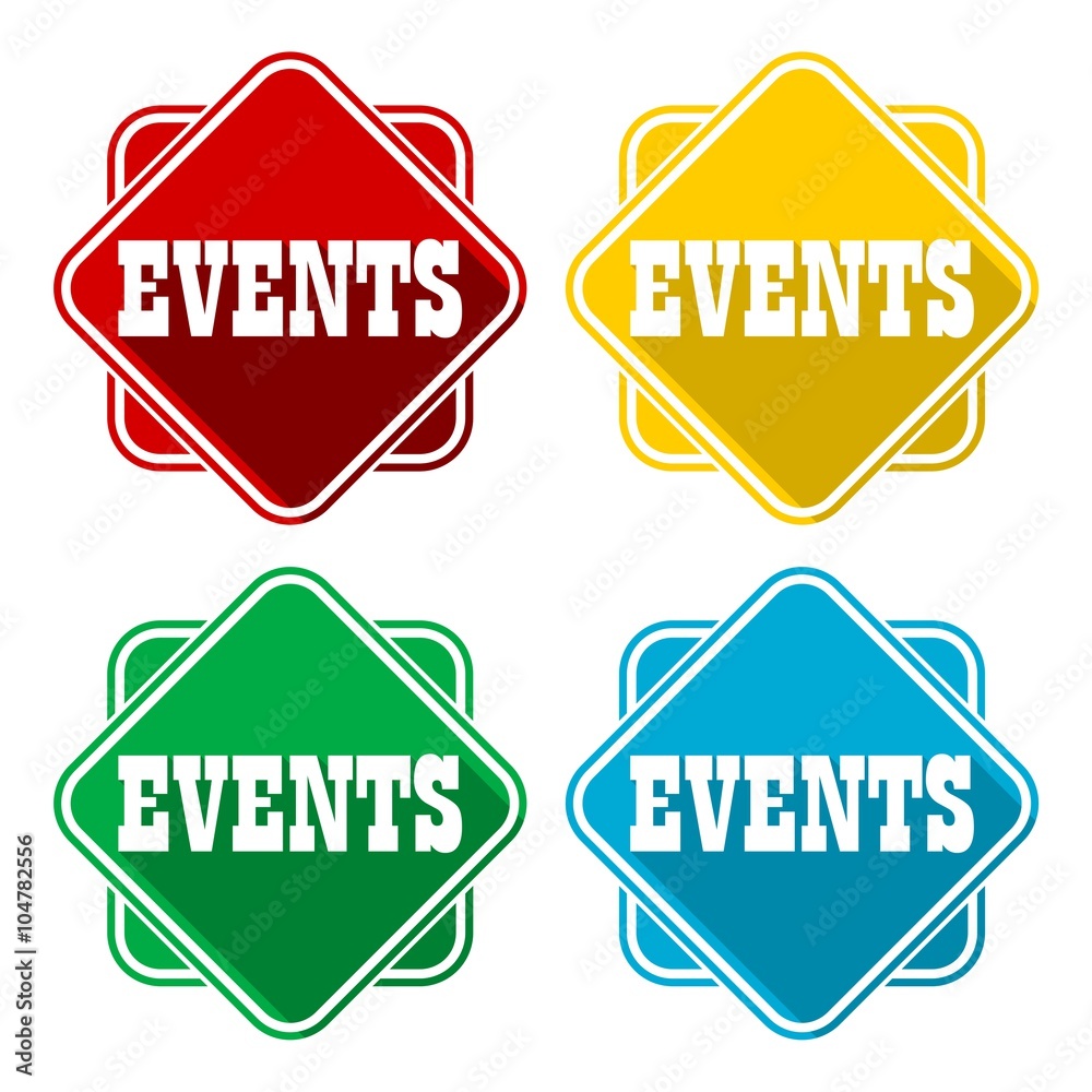 Events icons set with long shadow vector de Stock | Adobe Stock