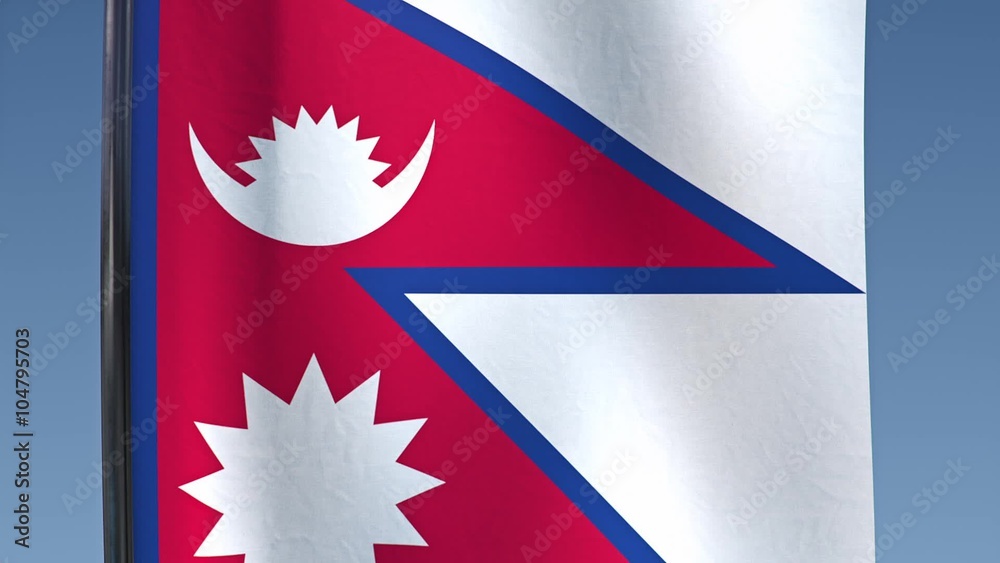 Looping flag of Nepal with a background of clear blue sky. Stock Video ...