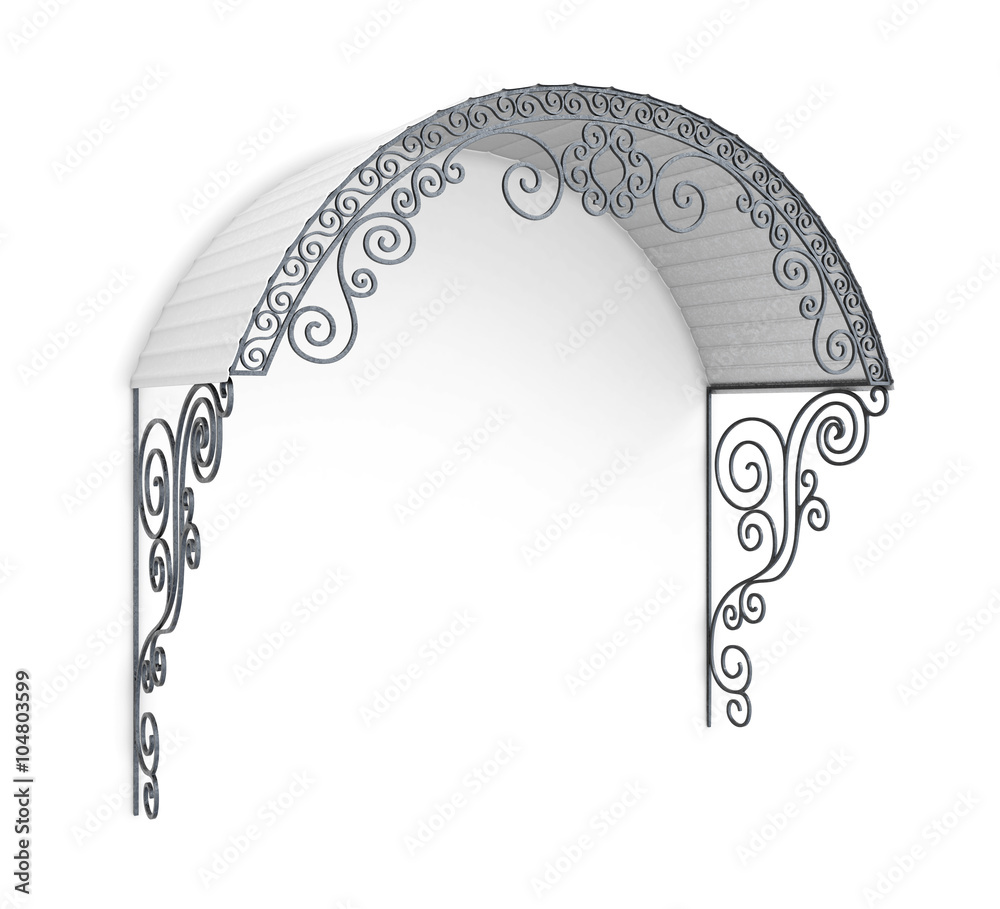 Wrought iron canopy isolated on white background. 3d illustration ...