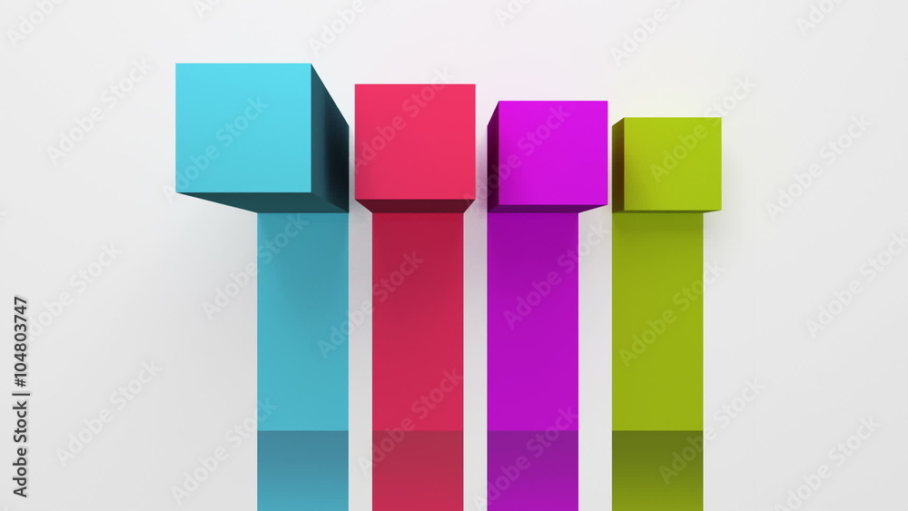 video-stock-3d-four-square-bar-title-box-chart-presentation-template