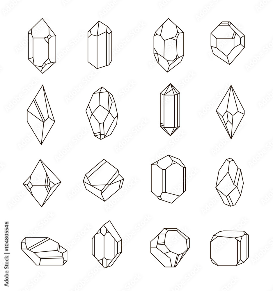 Set of non-linear crystals Stock Vector | Adobe Stock