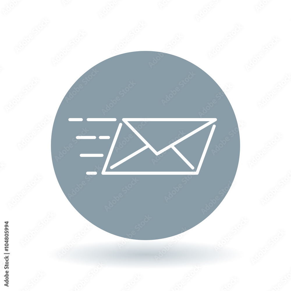 Speed mail icon. Email send sign. Mail courier symbol. White email ...