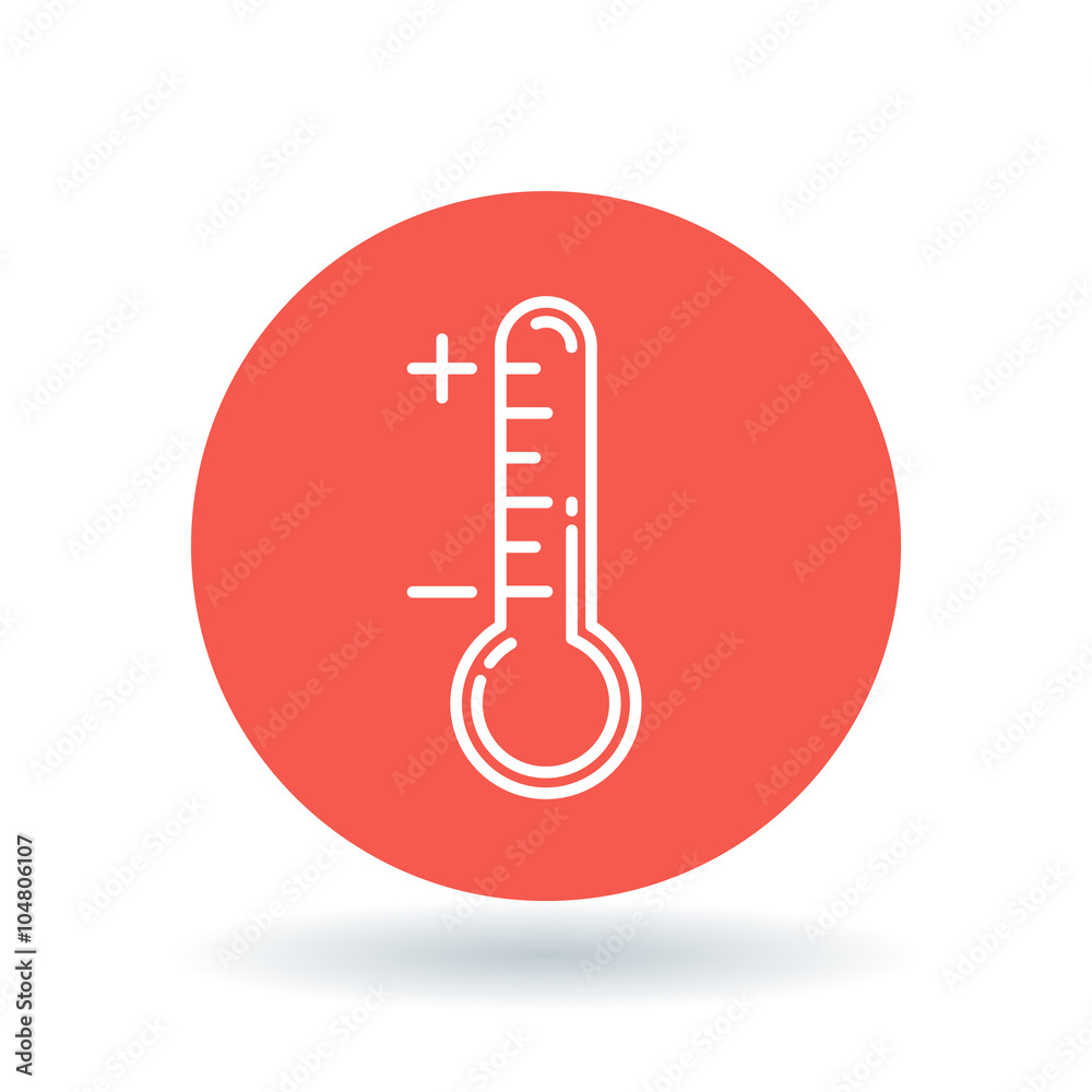 Thermometer icon. Temperature sign. Weather instrument symbol. White ...